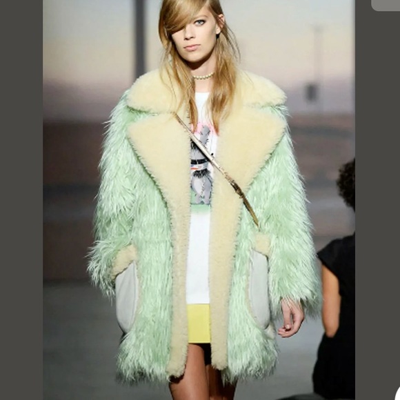 Coach | Jackets & Coats | Coach Green Fur Shearling Coat Xs Jacket ...